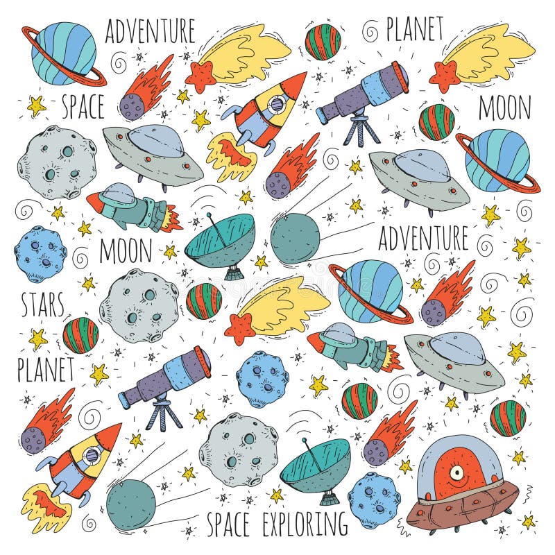 Space Vector Illustration. Science, Technology Pattern. Rocket and ...