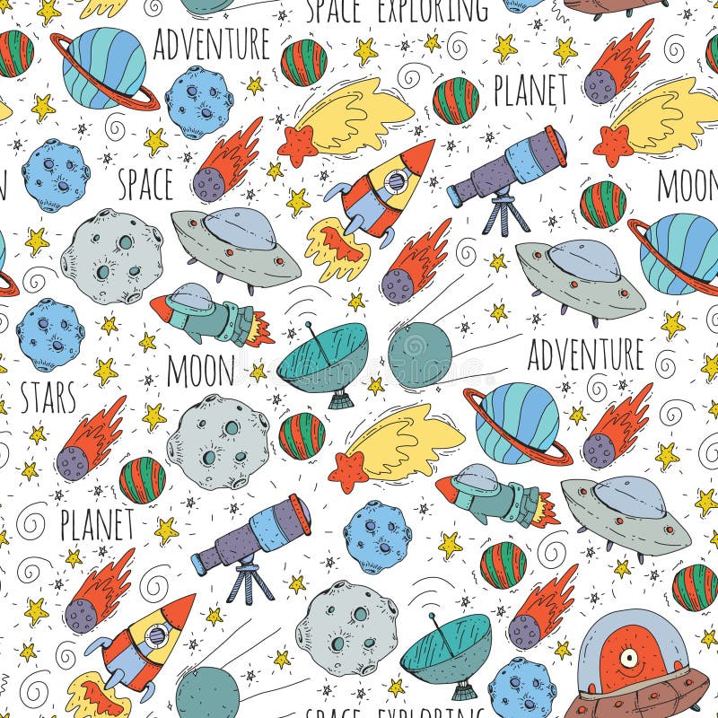 Space Vector Illustration. Science, Technology Pattern. Rocket and ...