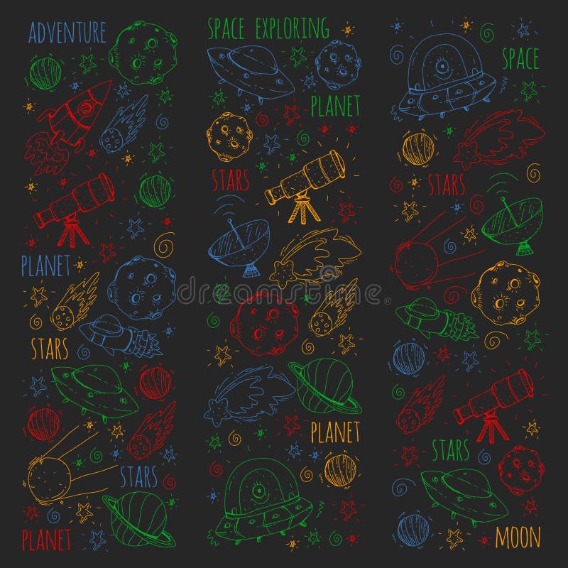 Space Vector Illustration. Science, Technology Pattern. Rocket and ...