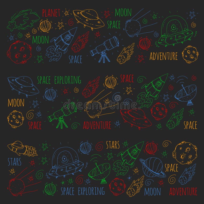 Space Vector Illustration. Science, Technology Pattern. Rocket and ...