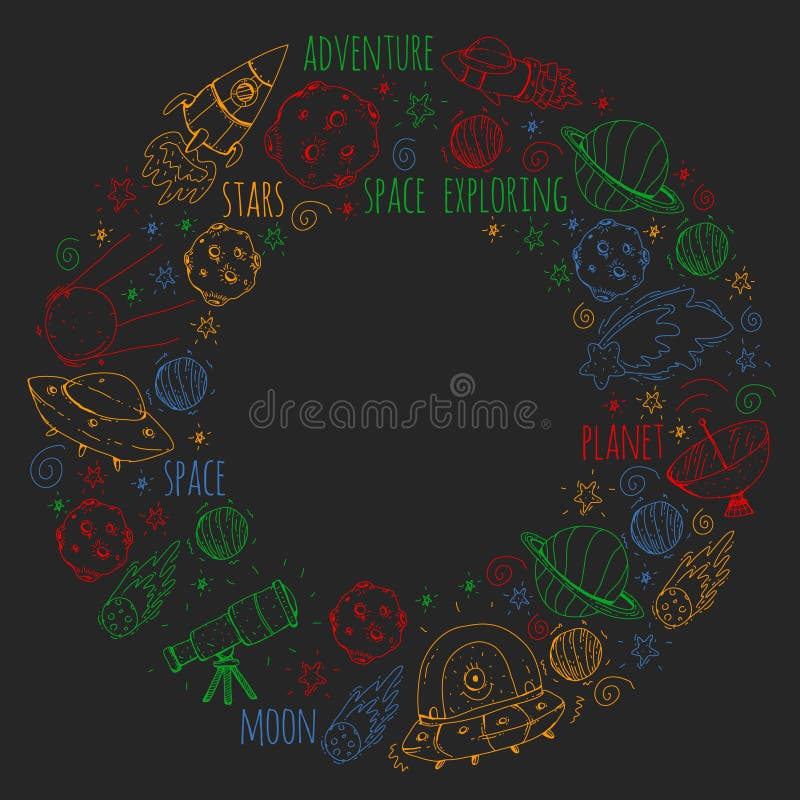 Space Vector Illustration. Science, Technology Pattern. Rocket and ...