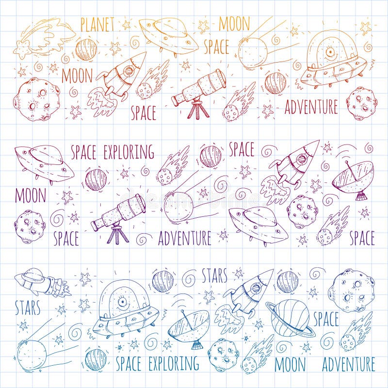 Space Vector Illustration. Science, Technology Pattern. Rocket and ...