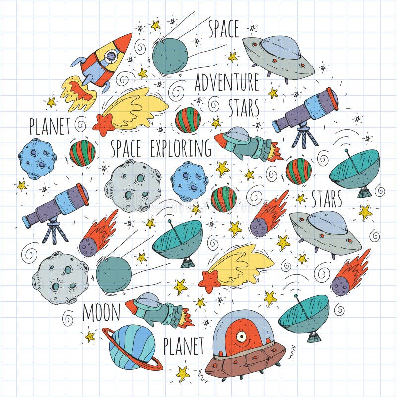 Space Vector Illustration. Science, Technology Pattern. Rocket and ...