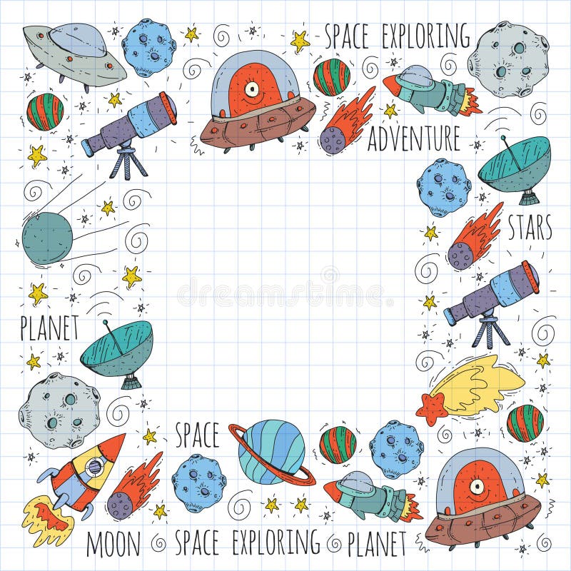 Space Vector Illustration. Science, Technology Pattern. Rocket and ...