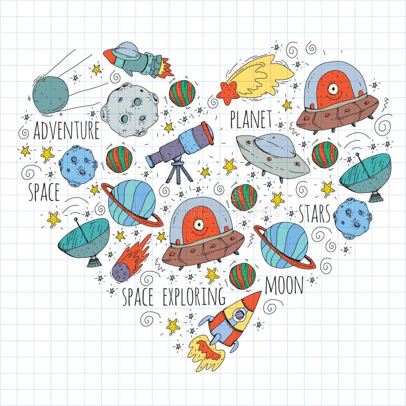 Space Vector Illustration. Science, Technology Pattern. Rocket and ...