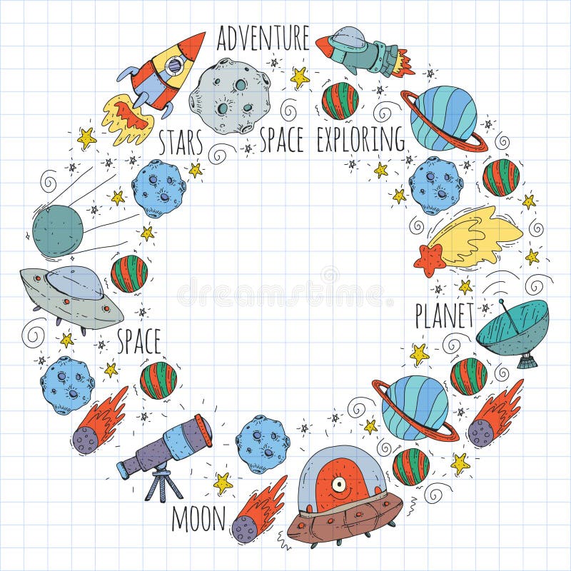 Space Vector Illustration. Science, Technology Pattern. Rocket and ...