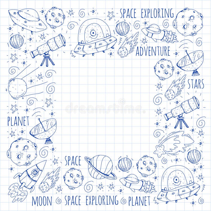 Space Vector Illustration. Science, Technology Pattern. Rocket and ...