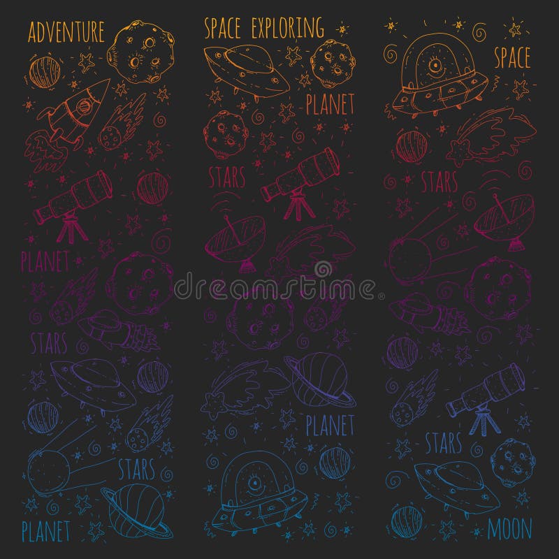 Space Vector Illustration. Science, Technology Pattern. Rocket and ...