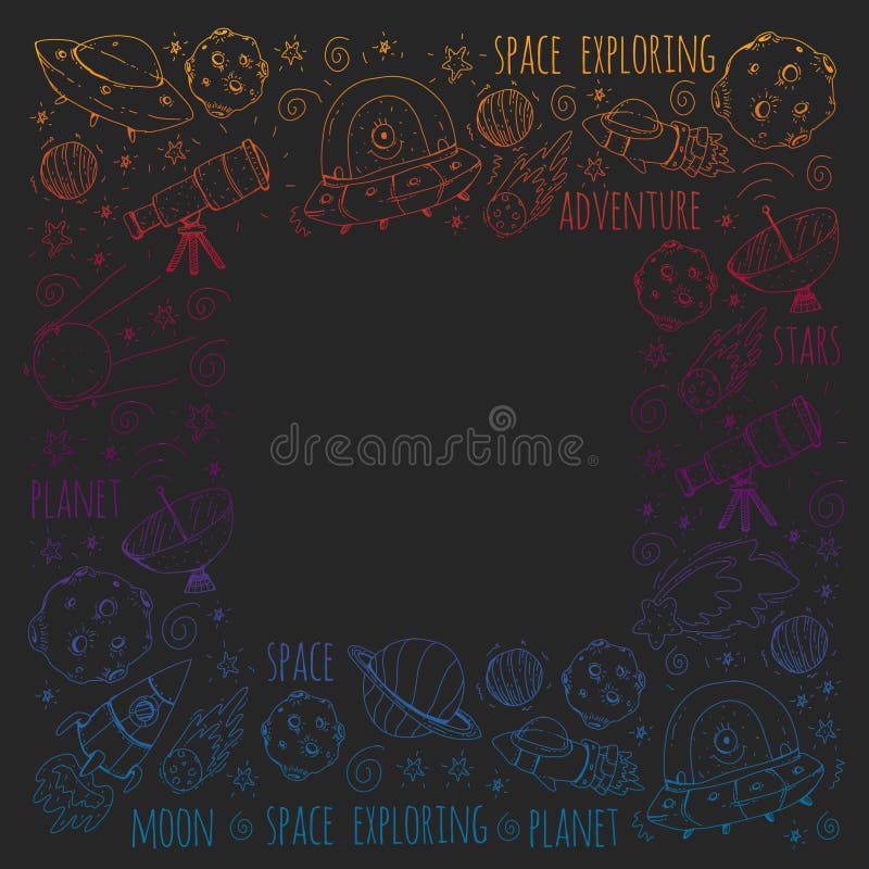 Space Vector Illustration. Science, Technology Pattern. Rocket and ...