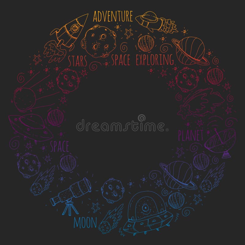 Space Vector Illustration. Science, Technology Pattern. Rocket and ...