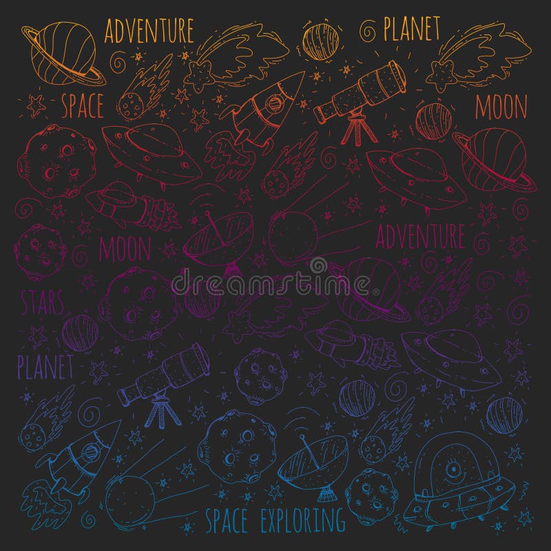 Space Vector Illustration. Science, Technology Pattern. Rocket and ...