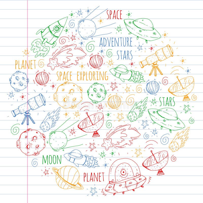 Space Vector Illustration. Science, Technology Pattern. Rocket and ...