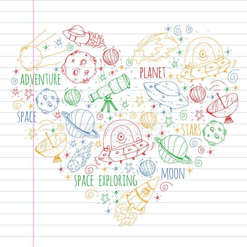 Space Vector Illustration. Science, Technology Pattern. Rocket and ...