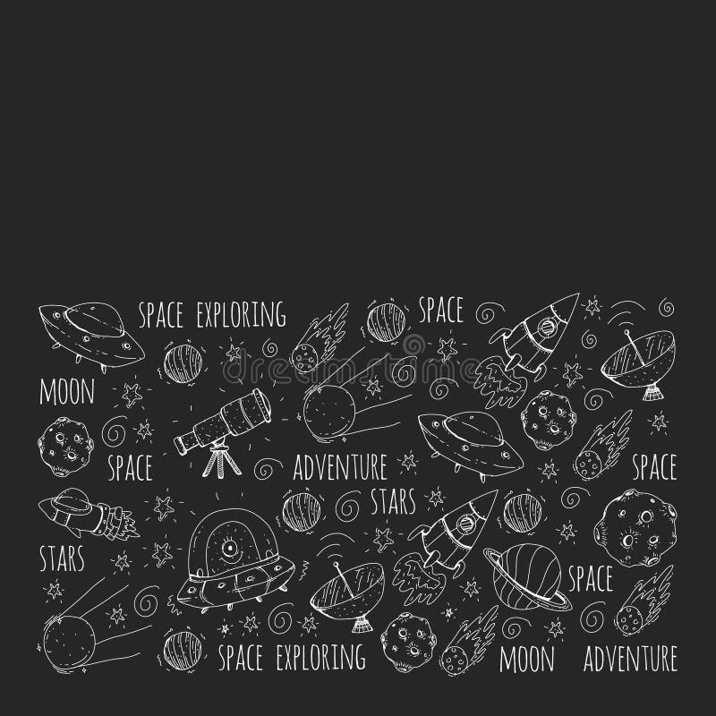 Space Vector Illustration. Science, Technology Pattern. Rocket and ...