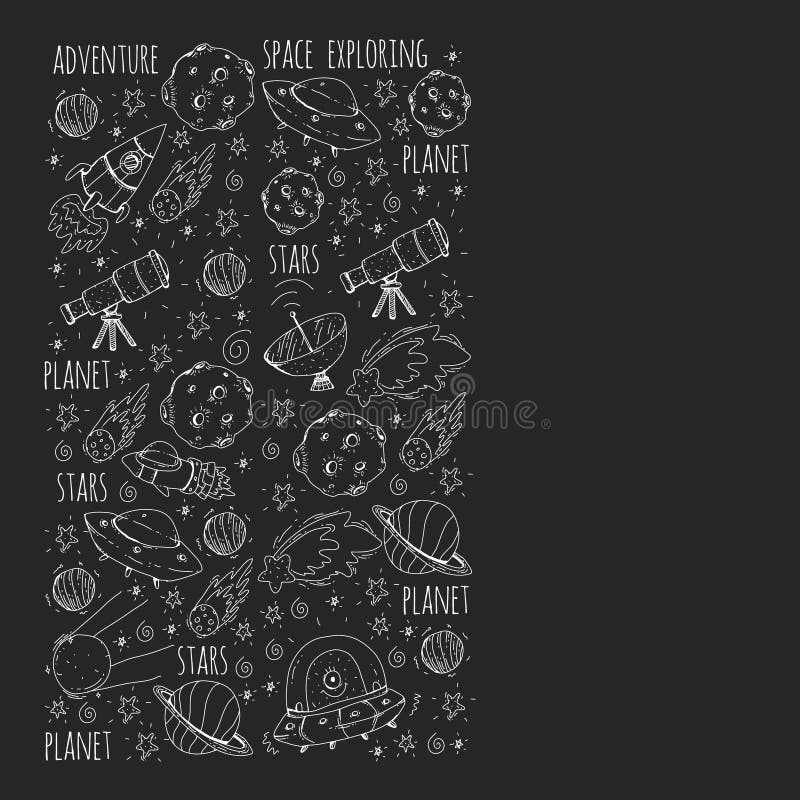 Space Vector Illustration. Science, Technology Pattern. Rocket and ...