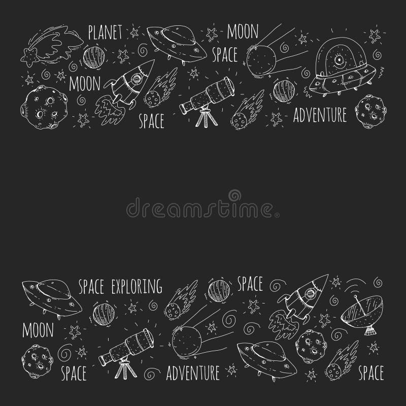 Space Vector Illustration. Science, Technology Pattern. Rocket and ...