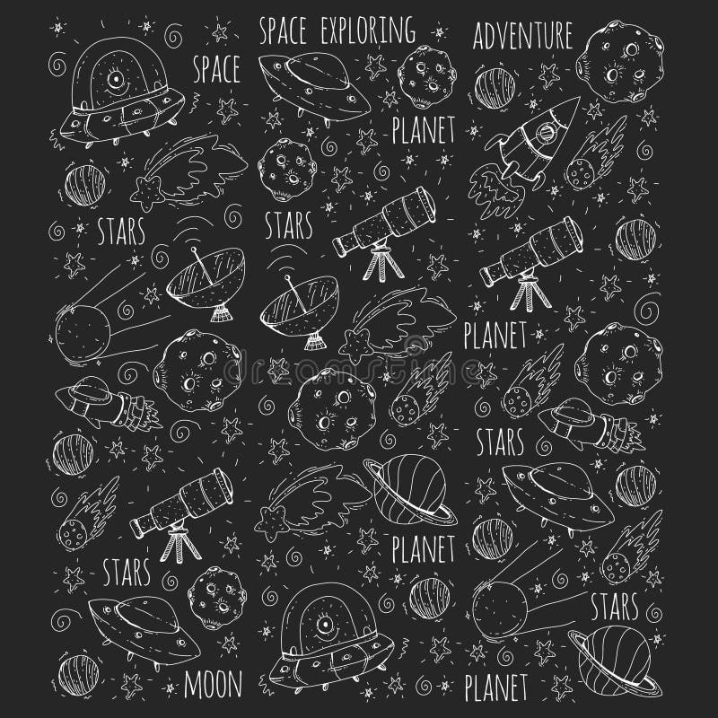 Space Vector Illustration. Science, Technology Pattern. Rocket and ...