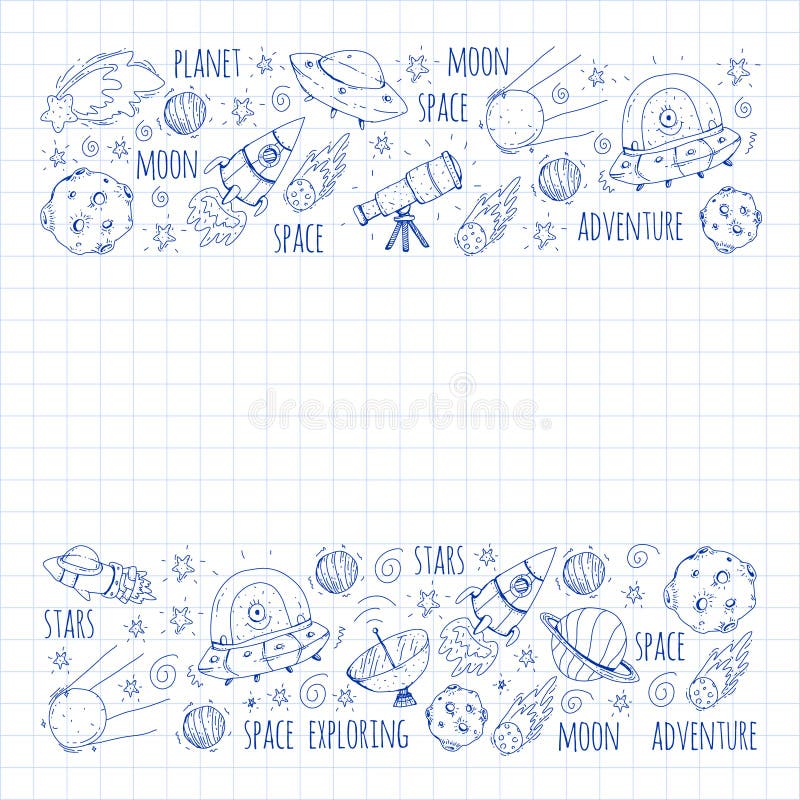 Space Vector Illustration. Science, Technology Pattern. Rocket and ...
