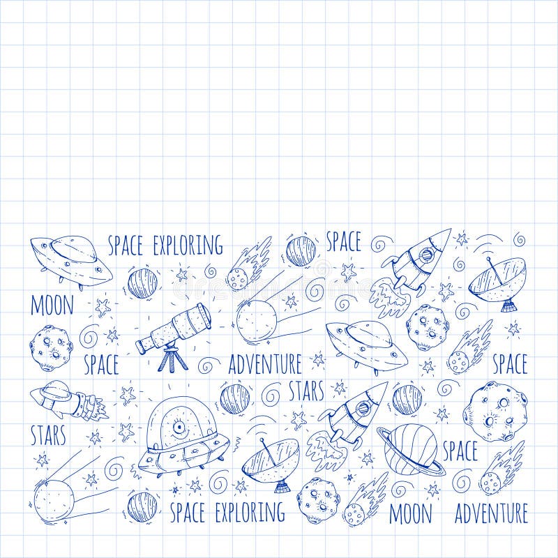 Space Vector Illustration. Science, Technology Pattern. Rocket and ...