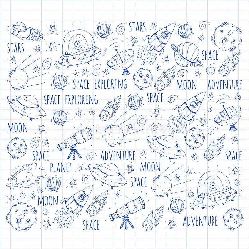 Space Vector Illustration. Science, Technology Pattern. Rocket and ...