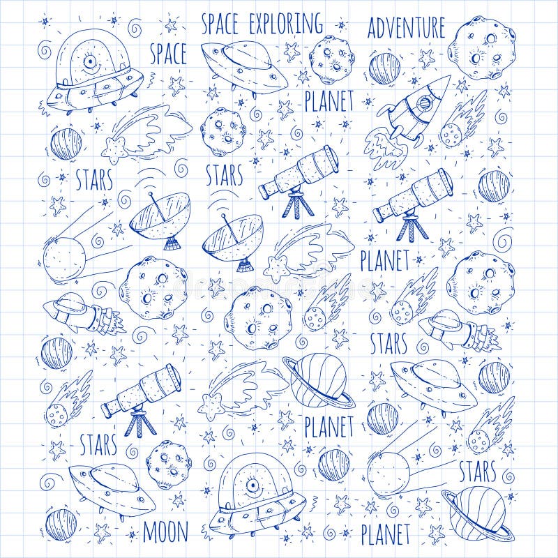 Space Vector Illustration. Science, Technology Pattern. Rocket and ...