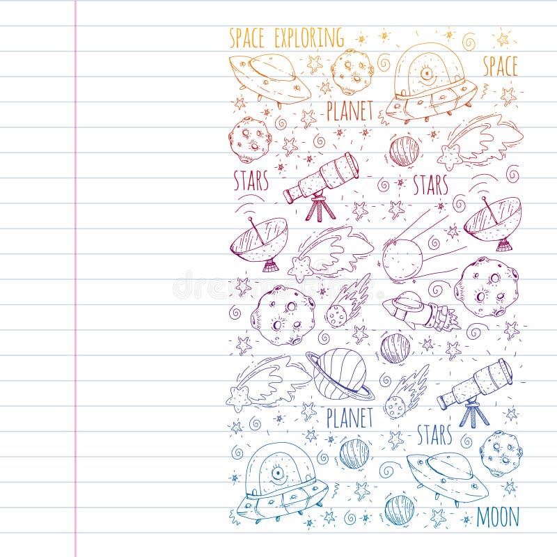 Space Vector Illustration. Science, Technology Pattern. Rocket and ...