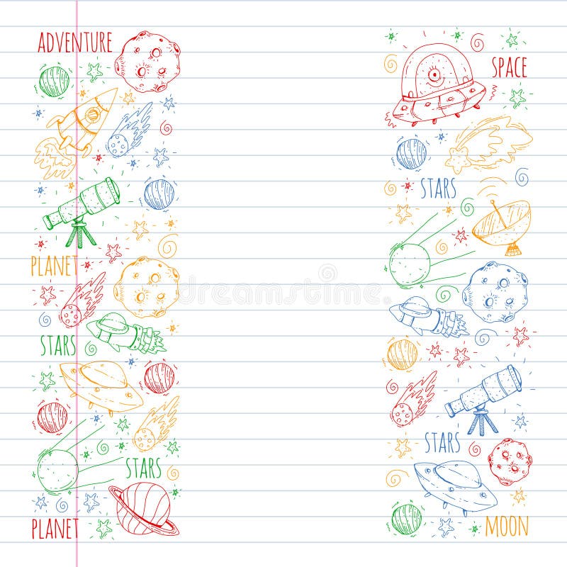 Space Vector Illustration. Science, Technology Pattern. Rocket and ...