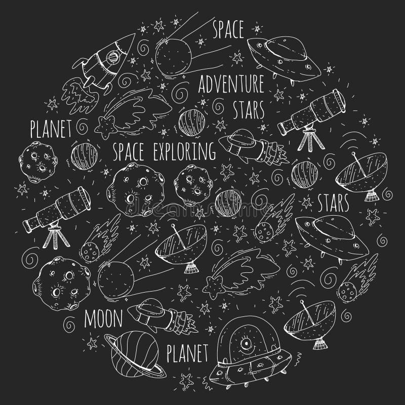 Space Vector Illustration. Science, Technology Pattern. Rocket and ...