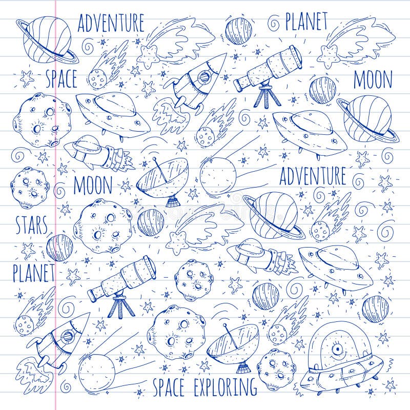 Space Vector Illustration. Science, Technology Pattern. Rocket and ...