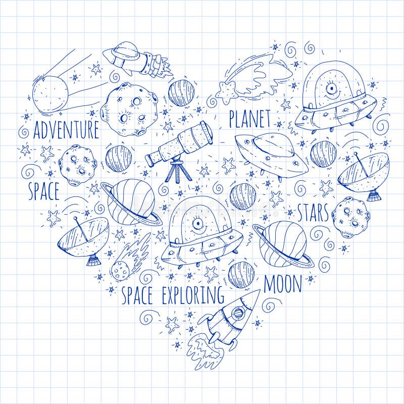 Space Vector Illustration. Science, Technology Pattern. Rocket and ...