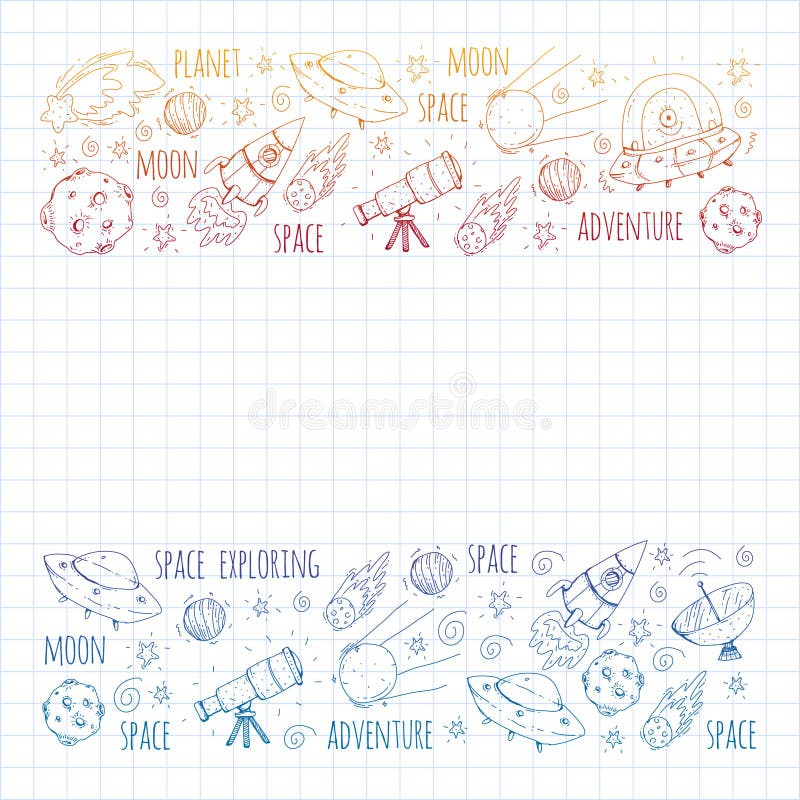 Space Vector Illustration. Science, Technology Pattern. Rocket and ...