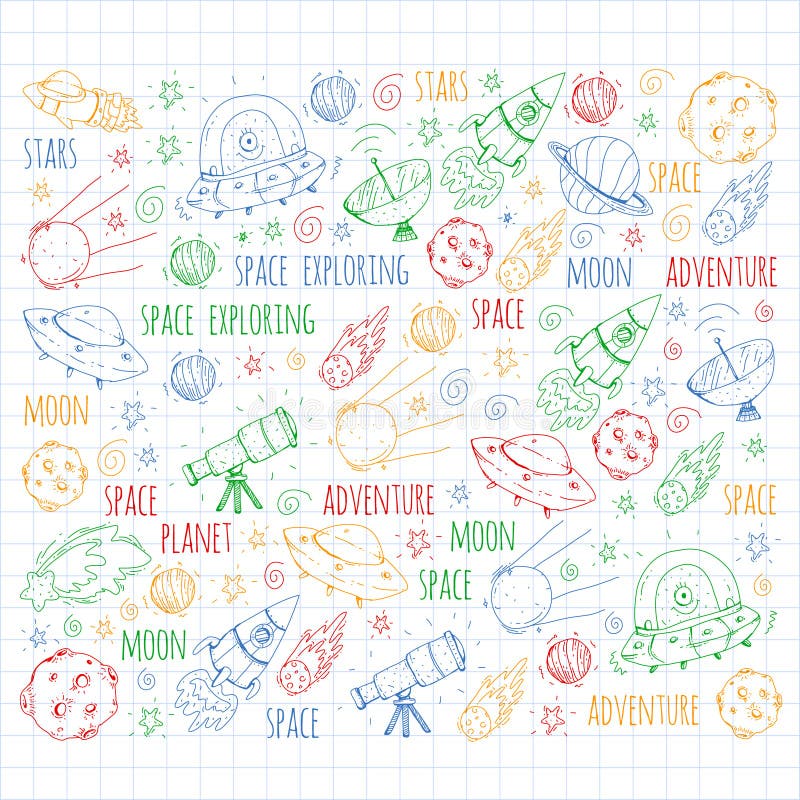 Space Vector Illustration. Science, Technology Pattern. Rocket and ...