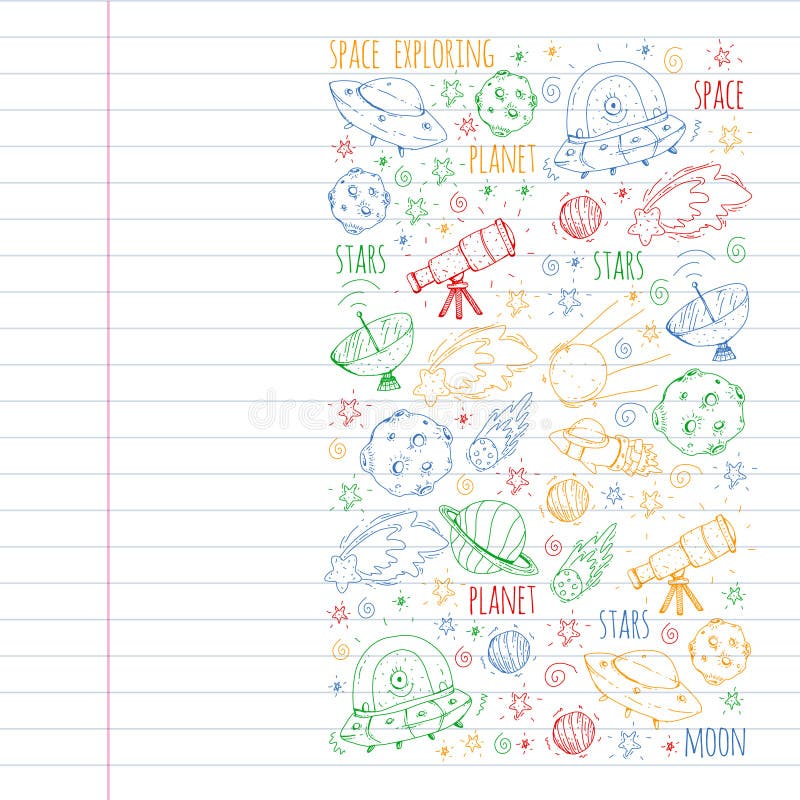 Space Vector Illustration. Science, Technology Pattern. Rocket and ...