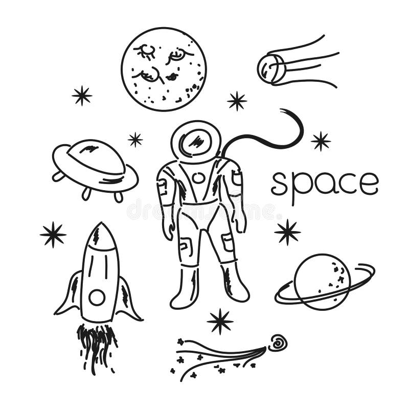 Space vector objects stock vector. Illustration of comet - 46761102