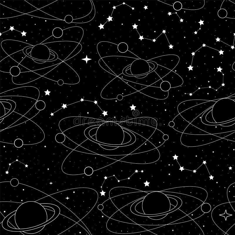 Space Vector Seamless Pattern with Stars on the Night Sky Stock Vector ...
