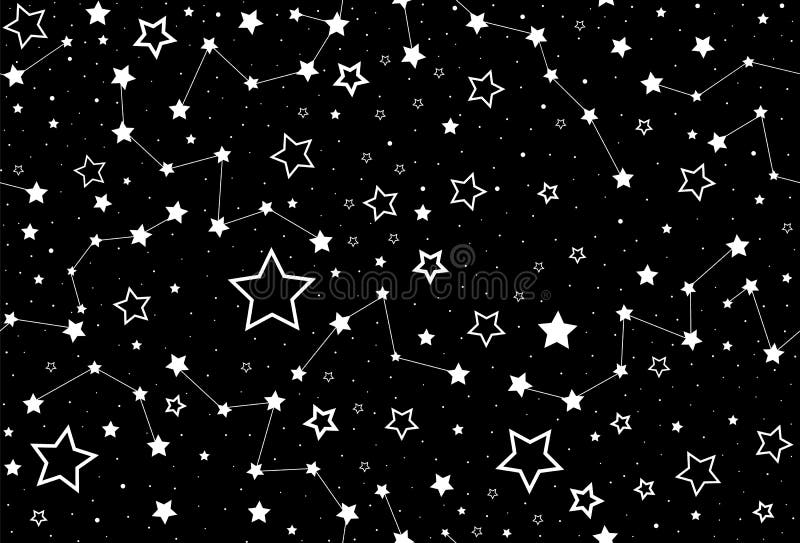 Space Vector Seamless Pattern with Stars on the Night Sky Stock Vector ...