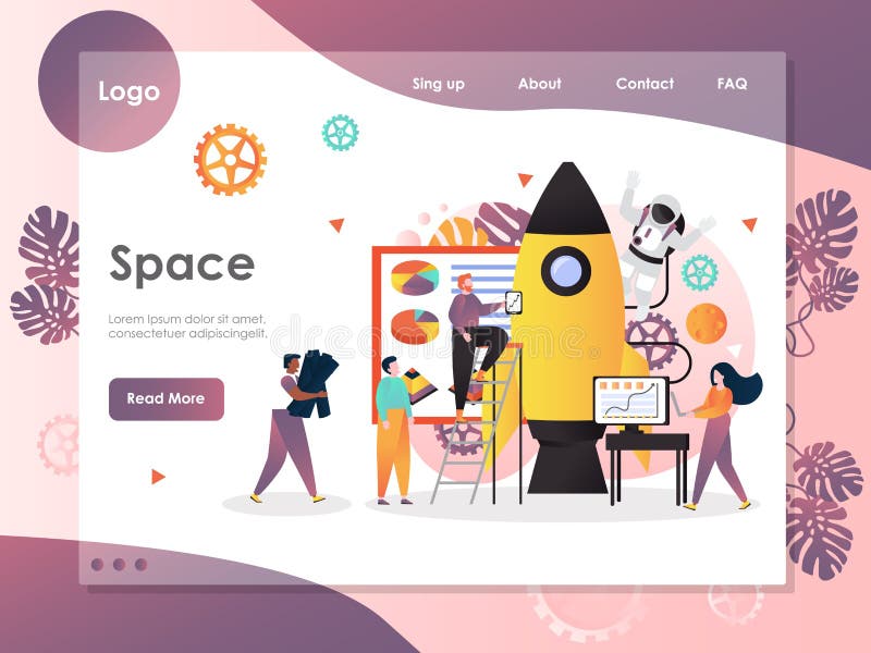 Space Vector Website Landing Page Design Template Stock Vector ...