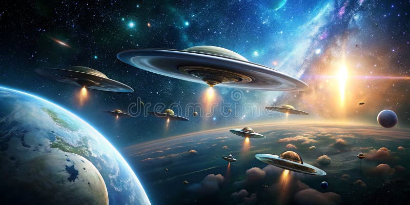 Space View during Alien Invasion AI-Generated Content Stock ...