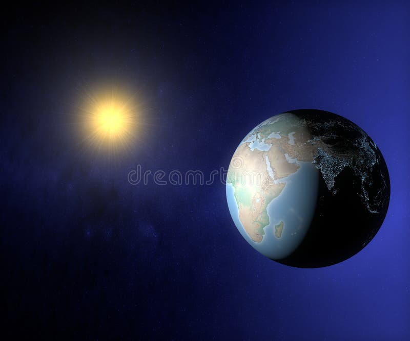 Space View of Earth Asia and Middle East Stock Illustration ...