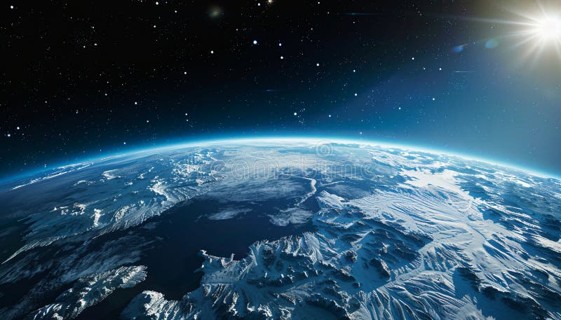 Space View of Earth S North Pole in a 3D Rendering Stock Illustration ...