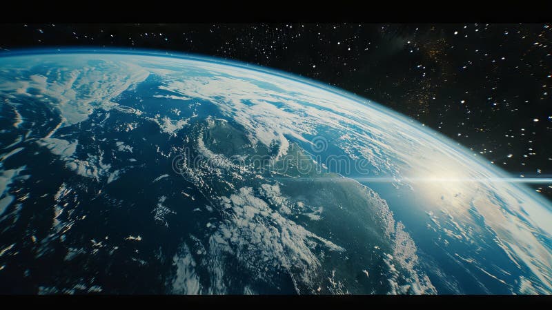 A Space View of the Earth with Stars Stock Photo - Image of orbit ...