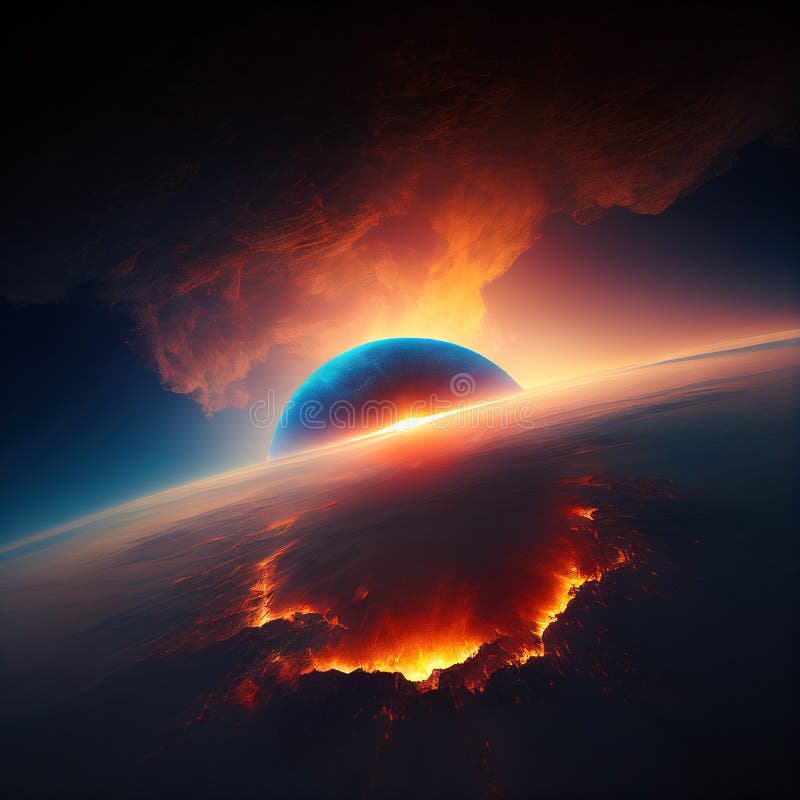 A View of the Earth from Space with the Sun Shining. Generative Ai ...