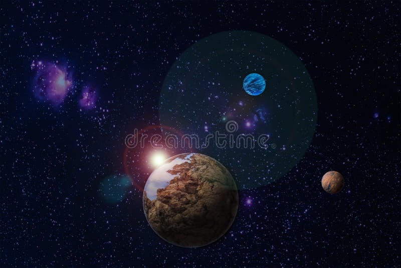 Space View of Fictional Planets, Abstract Stock Illustration ...