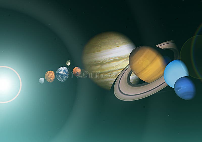 Space View of the Solar System Stock Illustration - Illustration of ...
