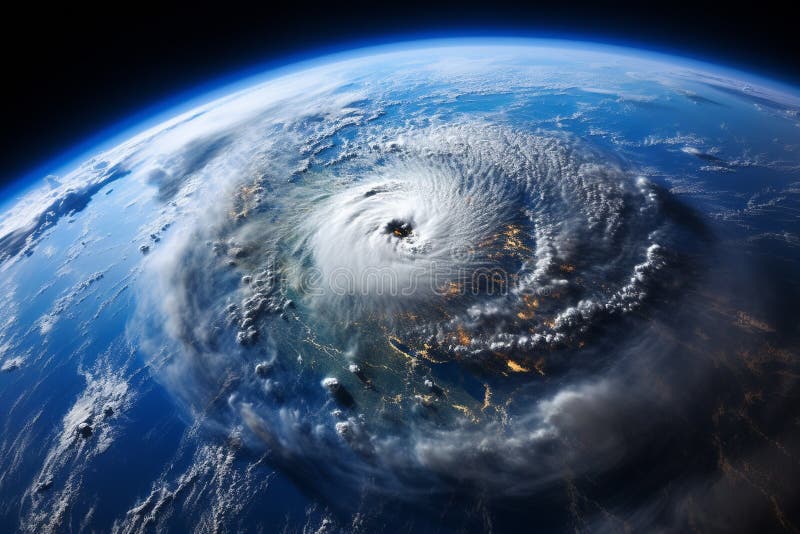 Space View of a Storm and the Eye of the Hurricane Stock Illustration ...