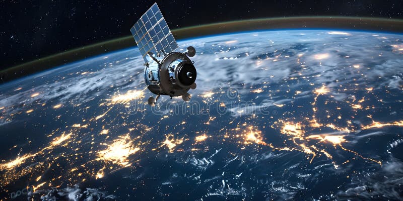 Space View of Telecommunication Network Background, Futuristic ...