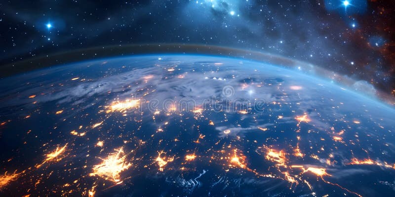 Space View of Telecommunication Network Background, Futuristic ...
