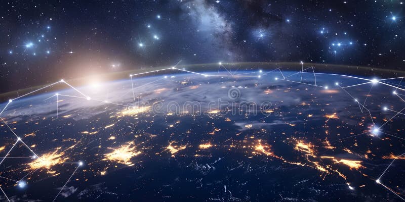 Space View of Telecommunication Network Background, Futuristic ...