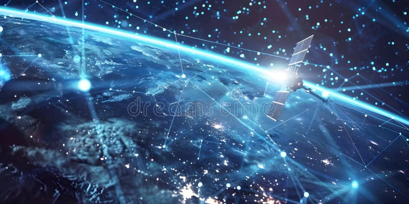 Space View of Telecommunication Network Background, Futuristic ...