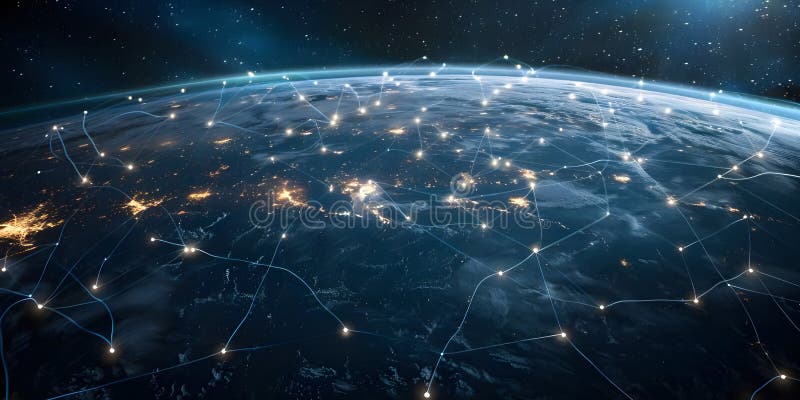 Space View of Telecommunication Network Background, Futuristic ...
